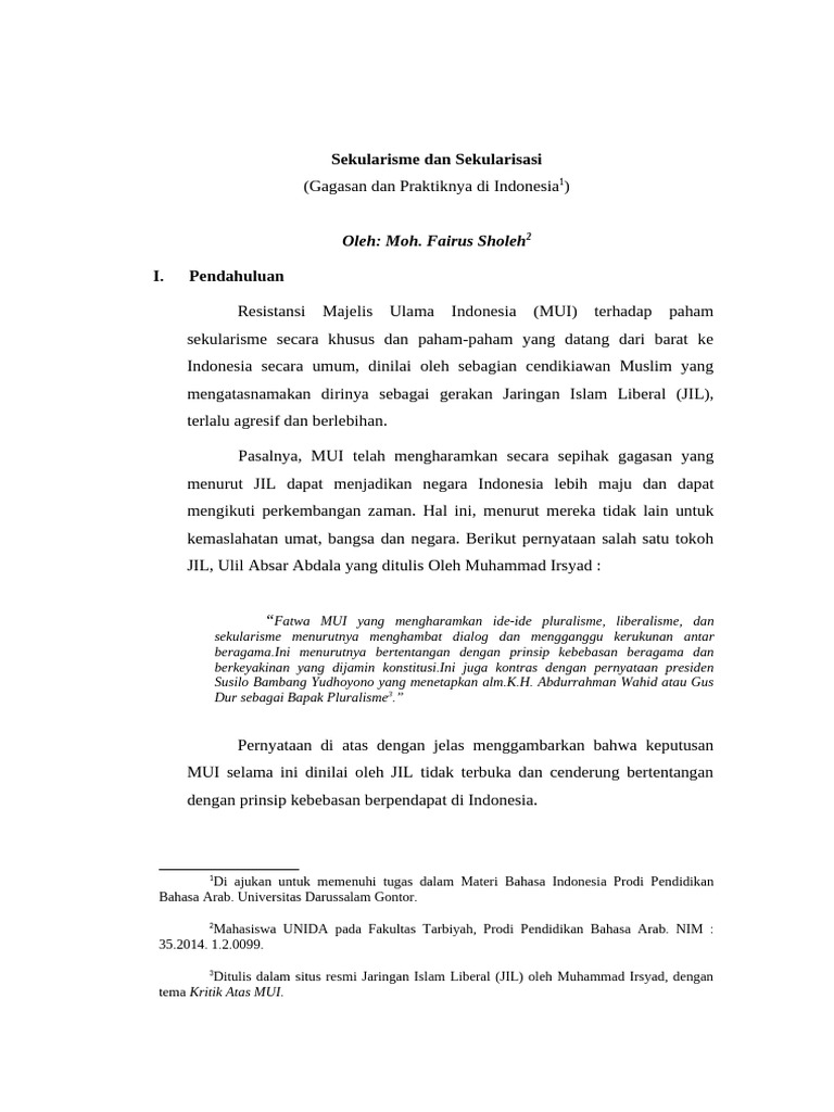 Bahanya Ajaran Sekularisasi Di Indonesia - TGS INdoNEsia | PDF