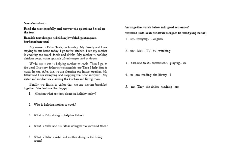 Exercise Unit 1 Grade 4 | PDF