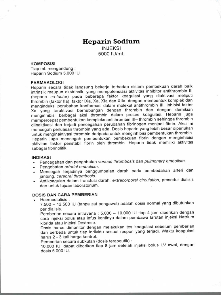 Heparin Sodium Cairan Injeksi 5000 IU, ML - Heparin Natrium ...