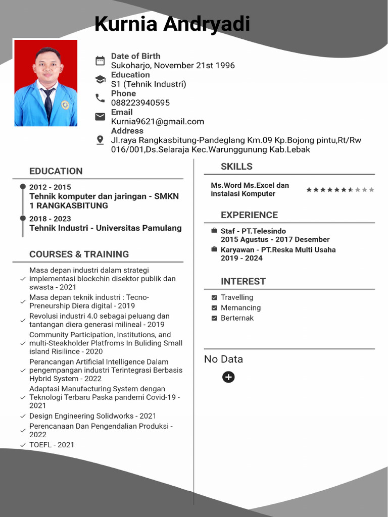 CV - Kurnia Andryadi | PDF