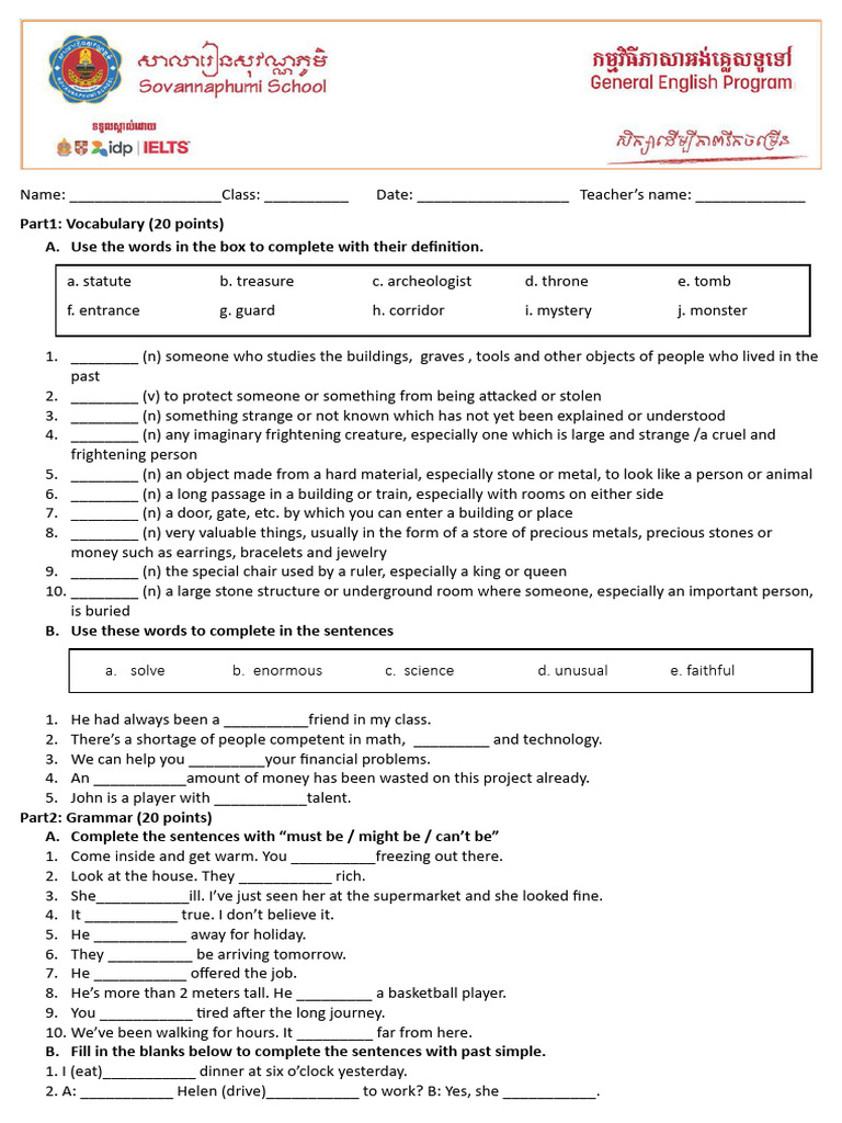 Pre-assessment test | PDF