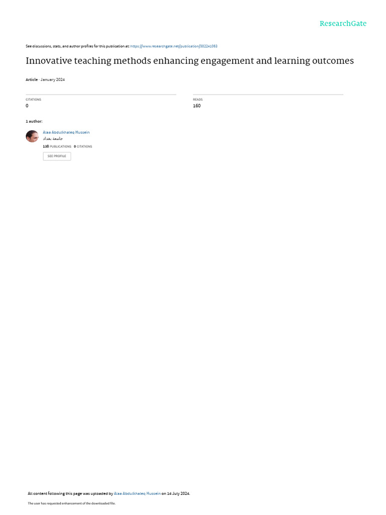 Innovative Teaching Methods Enhancing Engagement and Learning Outcomes ...