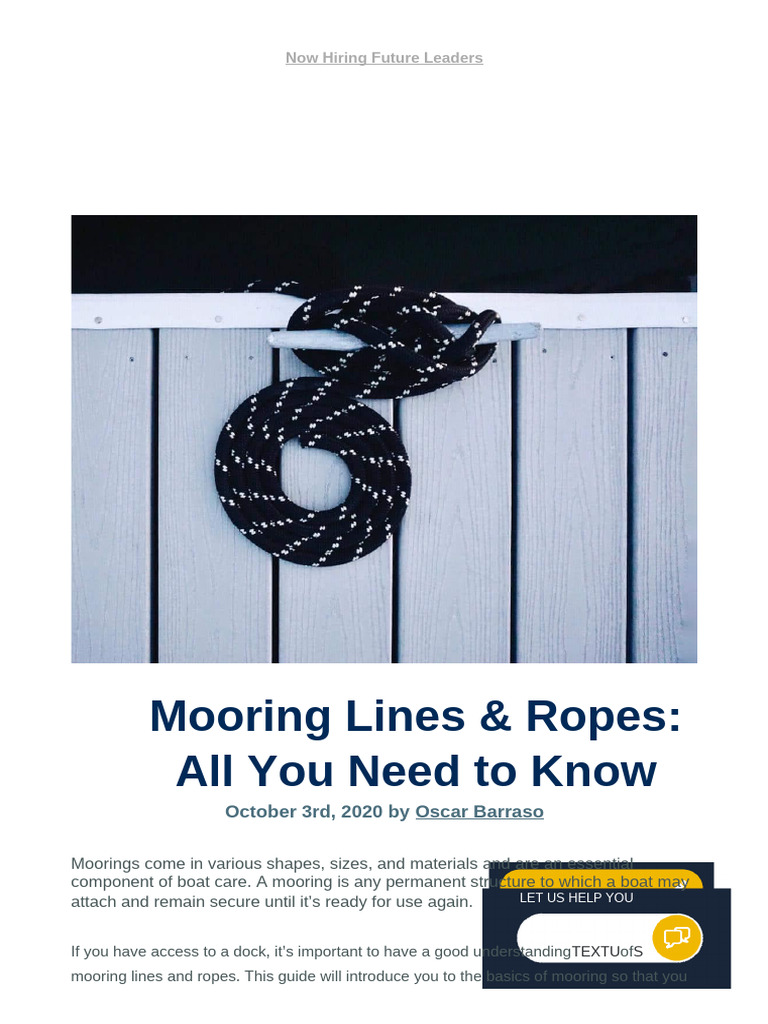Mooring Lines & Ropes - All You Need To Know - Decks & Docks Lumber Co ...