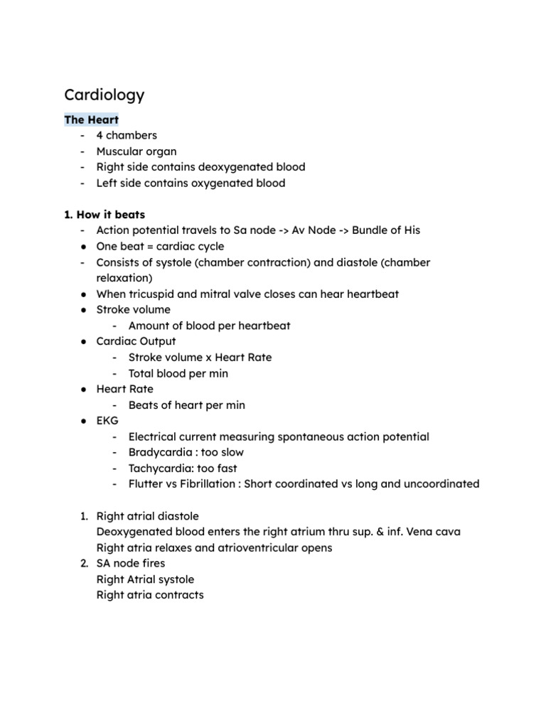 Cardio Notes 1 Pdf