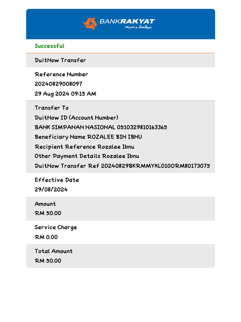 Receipt Bank Rakyat - 20240829011526855 | PDF