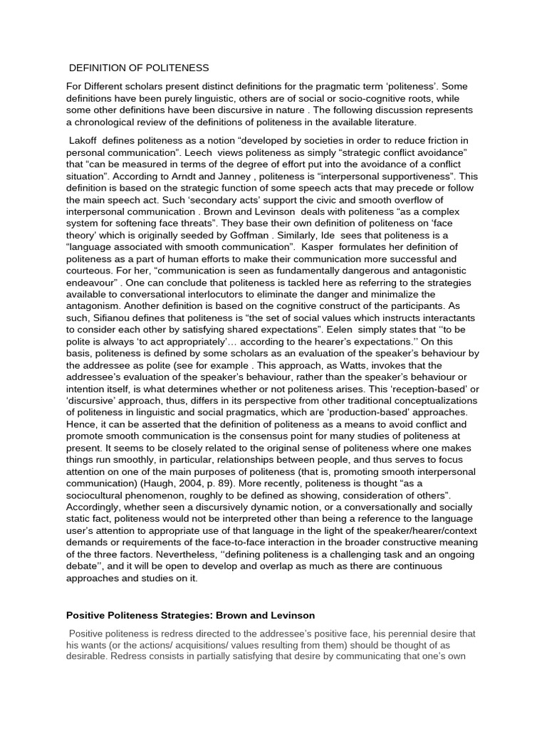 POLITENESS | PDF | Communication | Human Communication