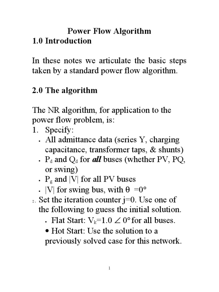 Power Flow Algorithm | PDF | Matrix (Mathematics) | Algebra