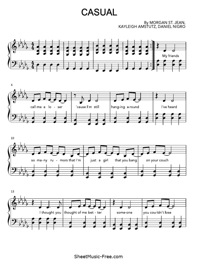 Casual Piano Sheet Music PDF Chappell Roan Sheet Music PDF Free | PDF
