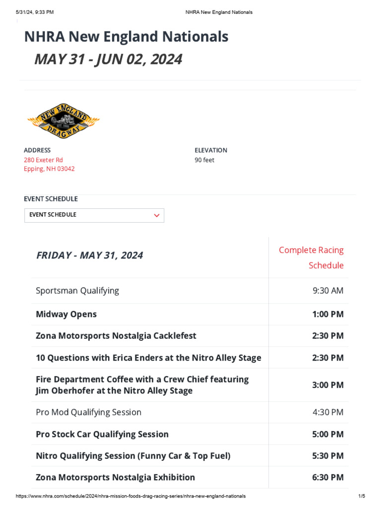 NHRA New England Nationals 2024 | PDF | Car | Vehicles