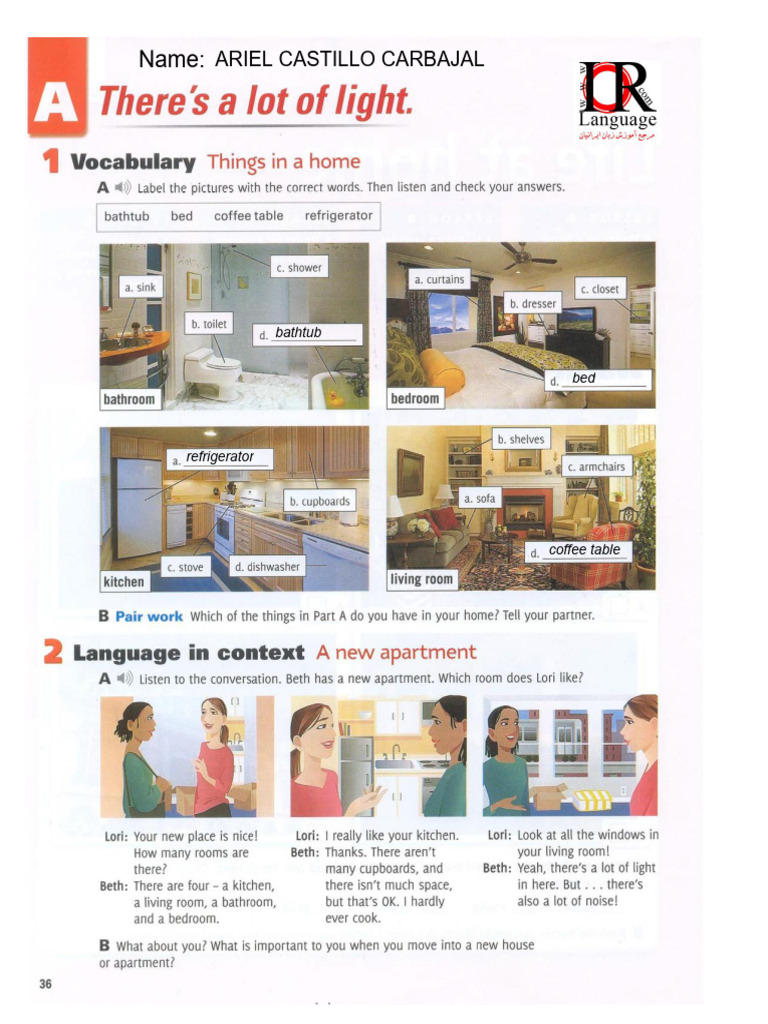 TOPIC 6 Homework 1 Unit 4 A Things at Home | PDF | Cooking, Food & Wine