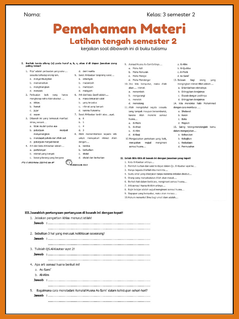 Tugas Kelas 3 Lat Pts | PDF