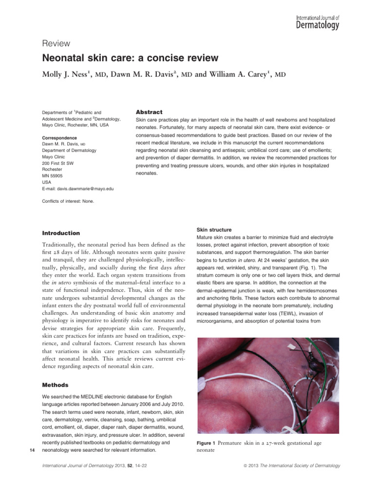 Int J Dermatology - 2012 - Ness - Neonatal Skin Care A Concise Review | PDF