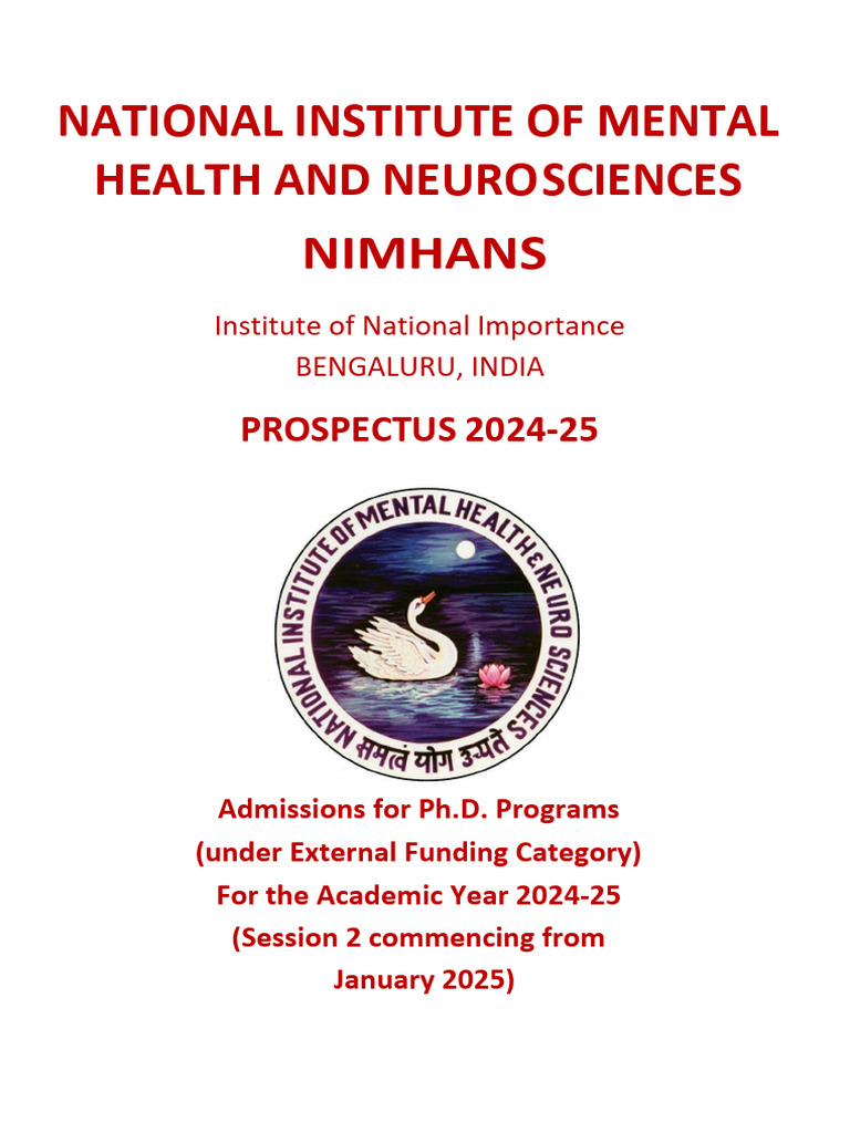 NIMHANS Ph.D. Prospectus January Session 2024 - 25 | PDF