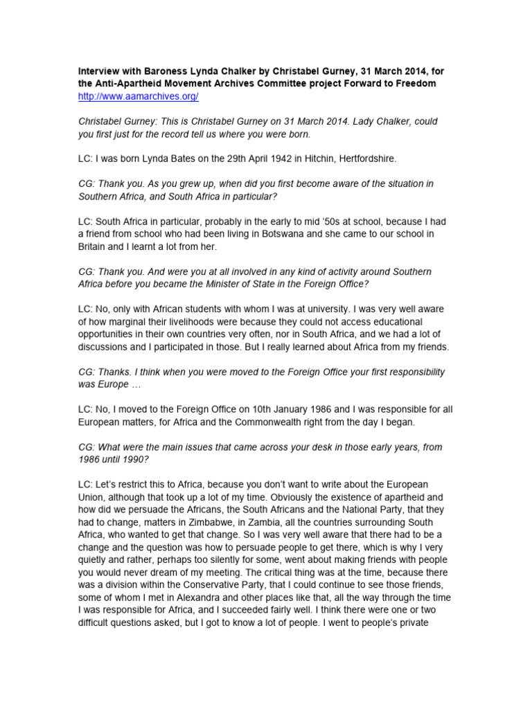 Lynda Chalker | PDF