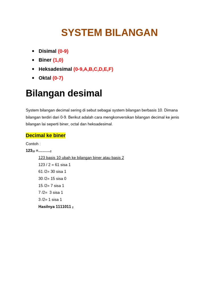 Sistem Bilangan | PDF