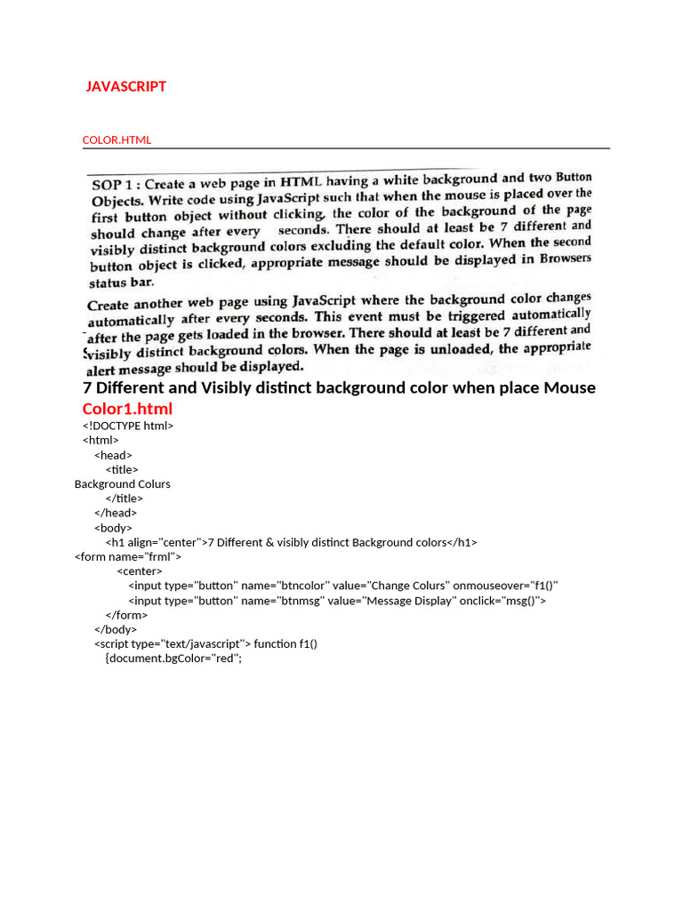 Javascript Practical Coding | PDF
