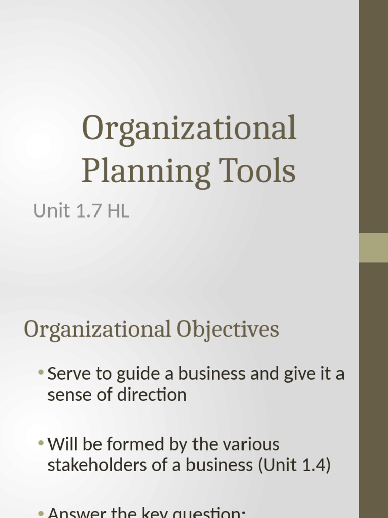 BM Unit 1.7 Organizational Planning Tools | PDF
