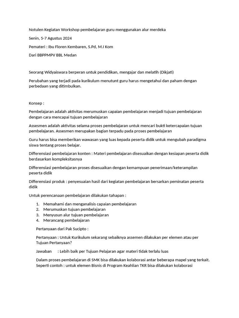 Notulen Alur Merdeka | PDF