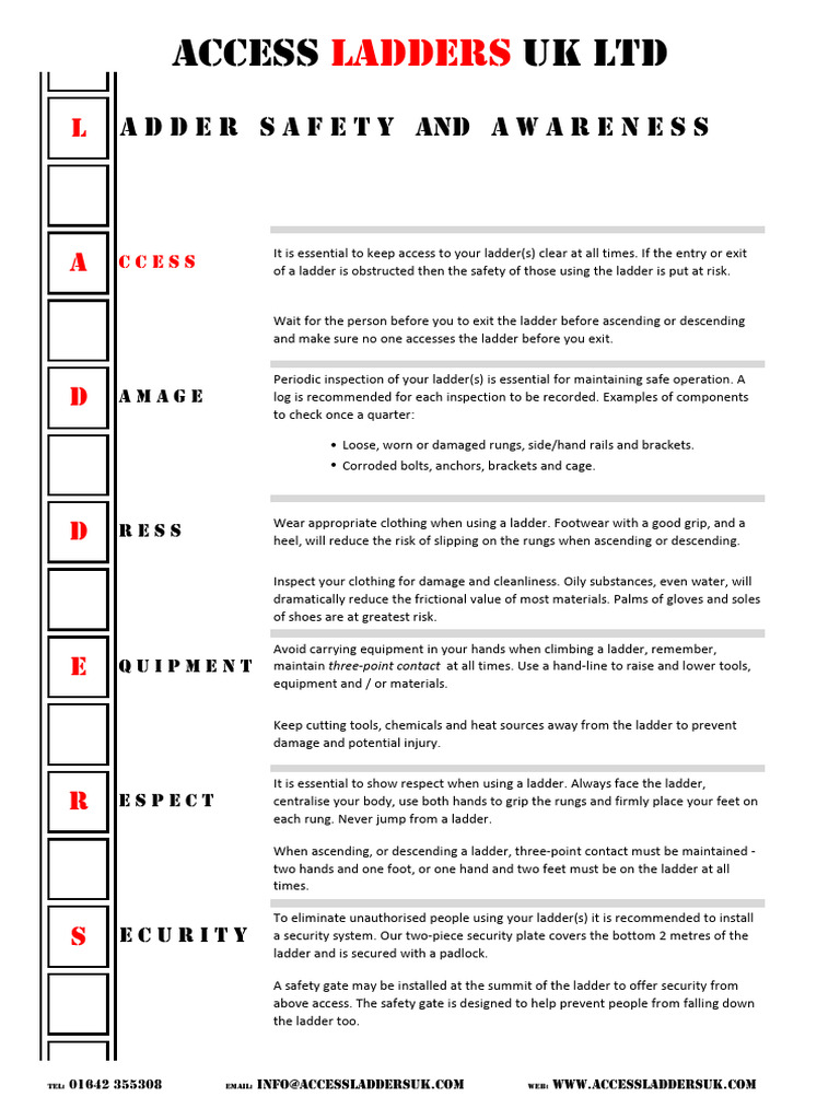 Access Ladders Safety and Awareness | PDF