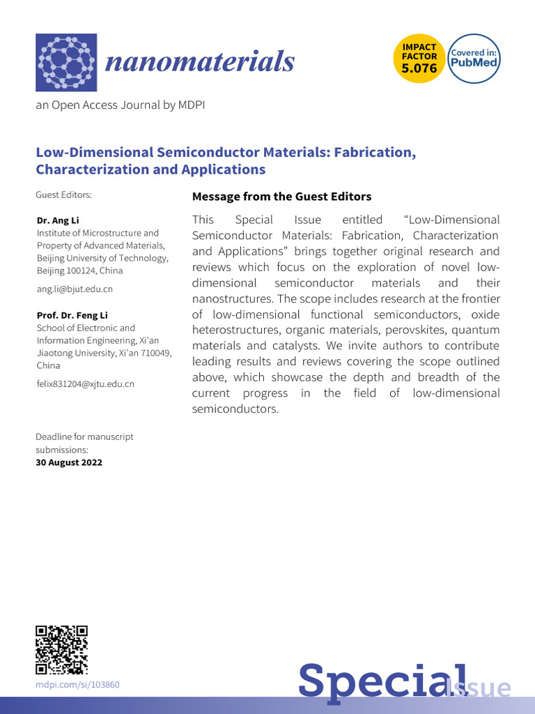 Low Dimensional Semiconductor Materials | PDF