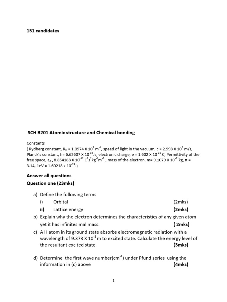 Atomic Structure and Chemical Bonding pp2 | PDF