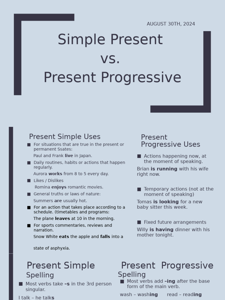 Present Simple and Present Progressive | PDF