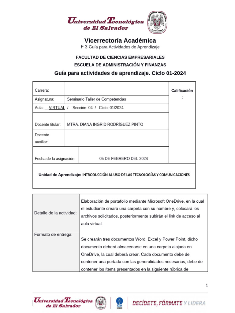 F 3 Guía Actividad de Aprendizaje 2 Introducción TICS | PDF