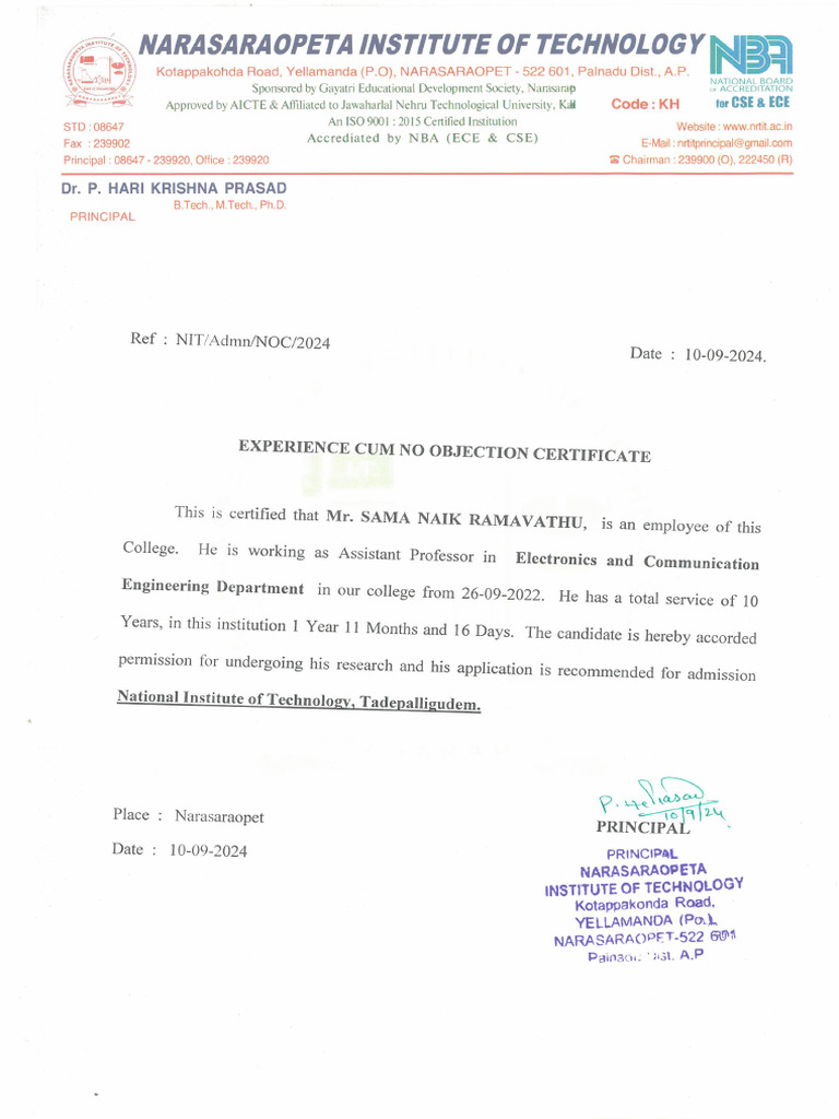 Service Cum NOC | PDF