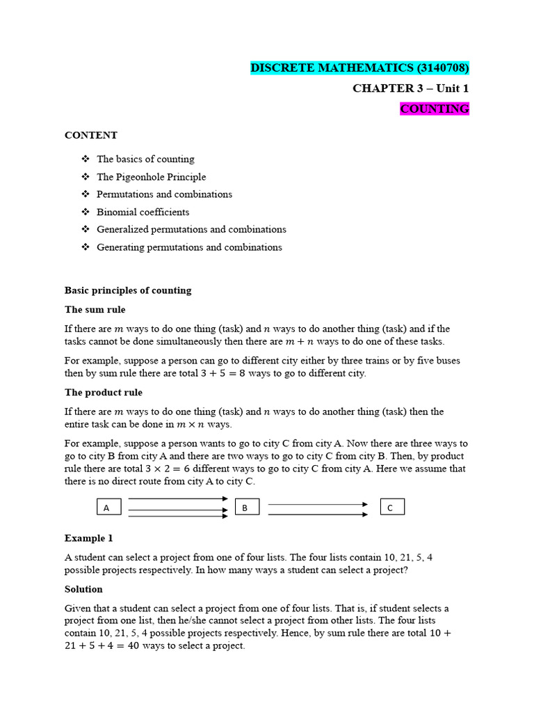 Counting - Chapter 3 - Unit 1 | PDF