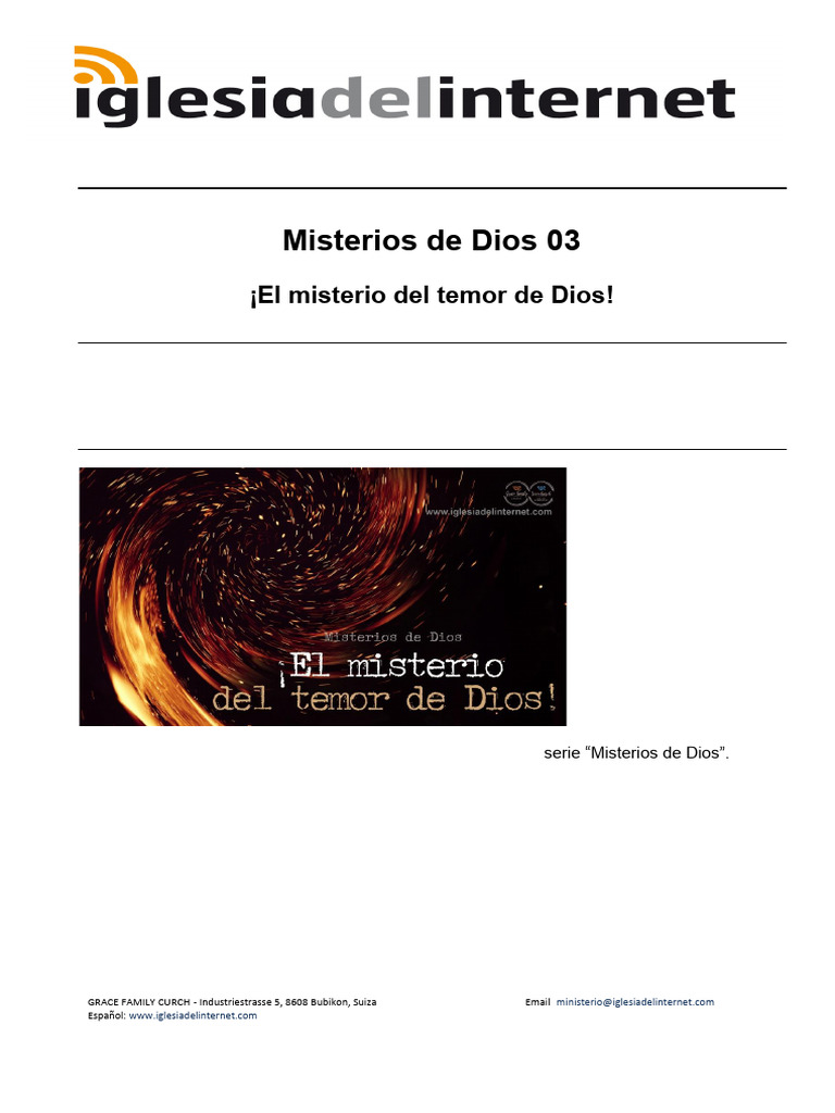 Misterios de Dios 03 - El Misterio Del Temor de Dios | PDF | Dios ...