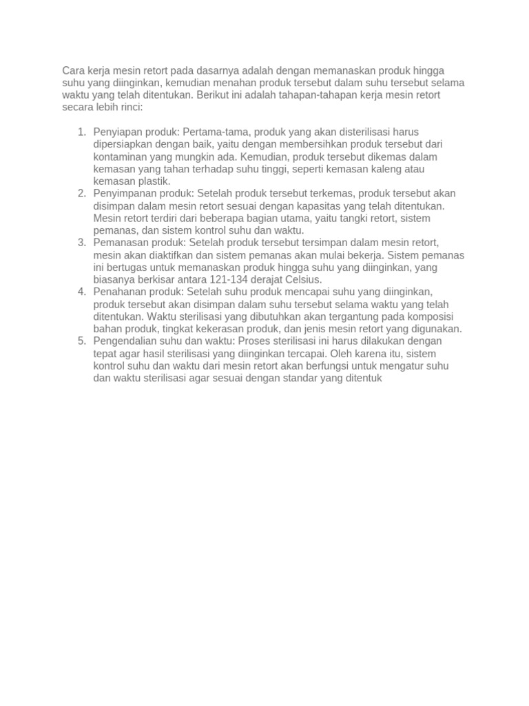 Cara Kerja Mesin Retort Pada Dasarnya Adalah Dengan Memanaskan Produk ...