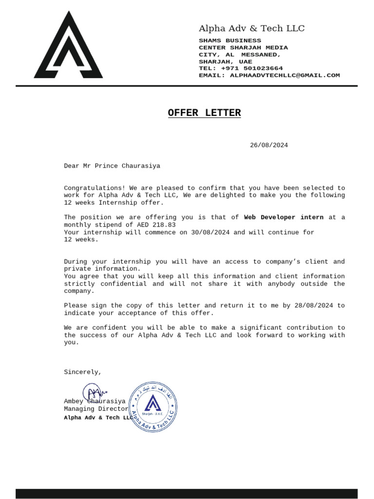 OFFER LETTER MR KARAN-signed | PDF
