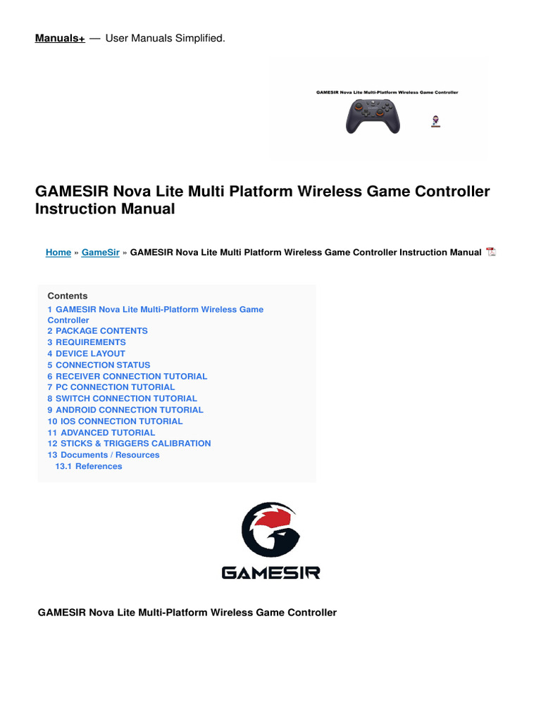 nova-lite-multi-platform-wireless-game-controller-manual | PDF