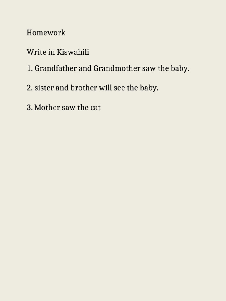 Swahili Homework | PDF