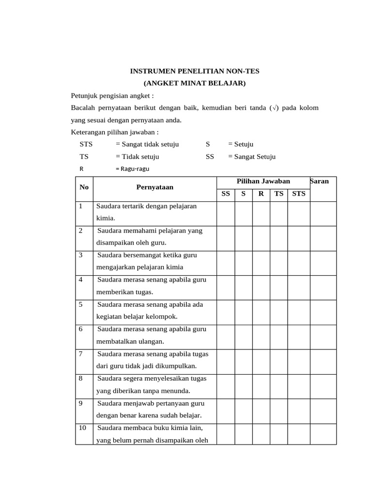 Instrumen Angket | PDF