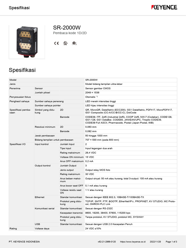 SR 2000W Datasheet | PDF | Computer Data | Input/Output