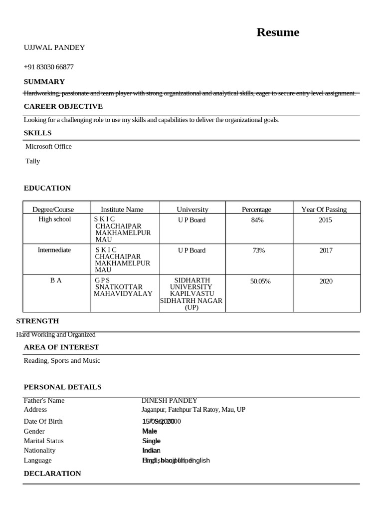 Resume Ujjwal | PDF