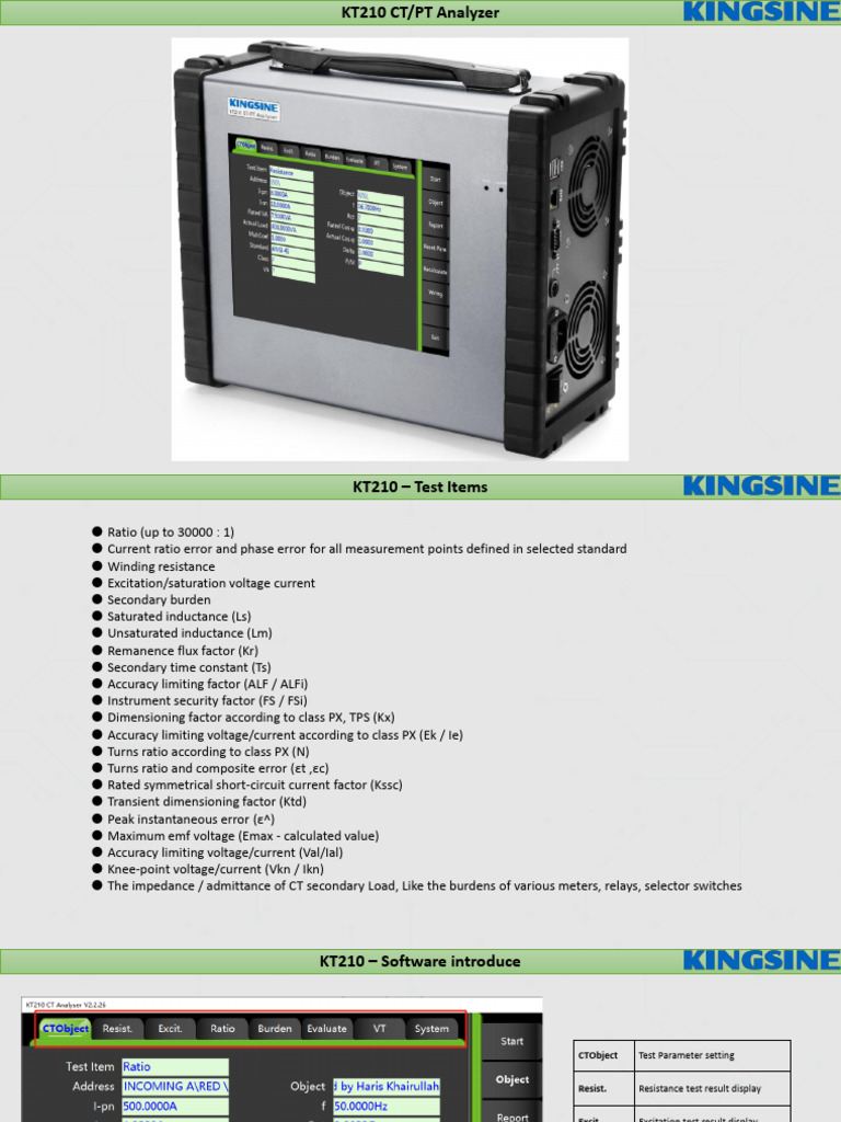 kt210 CT PT Analyzer | PDF