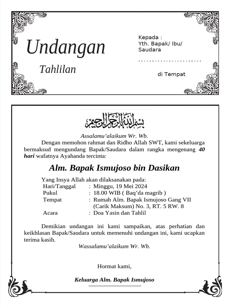 PDF Undangan Tahlilan 3 Hari Ai - Compress | PDF