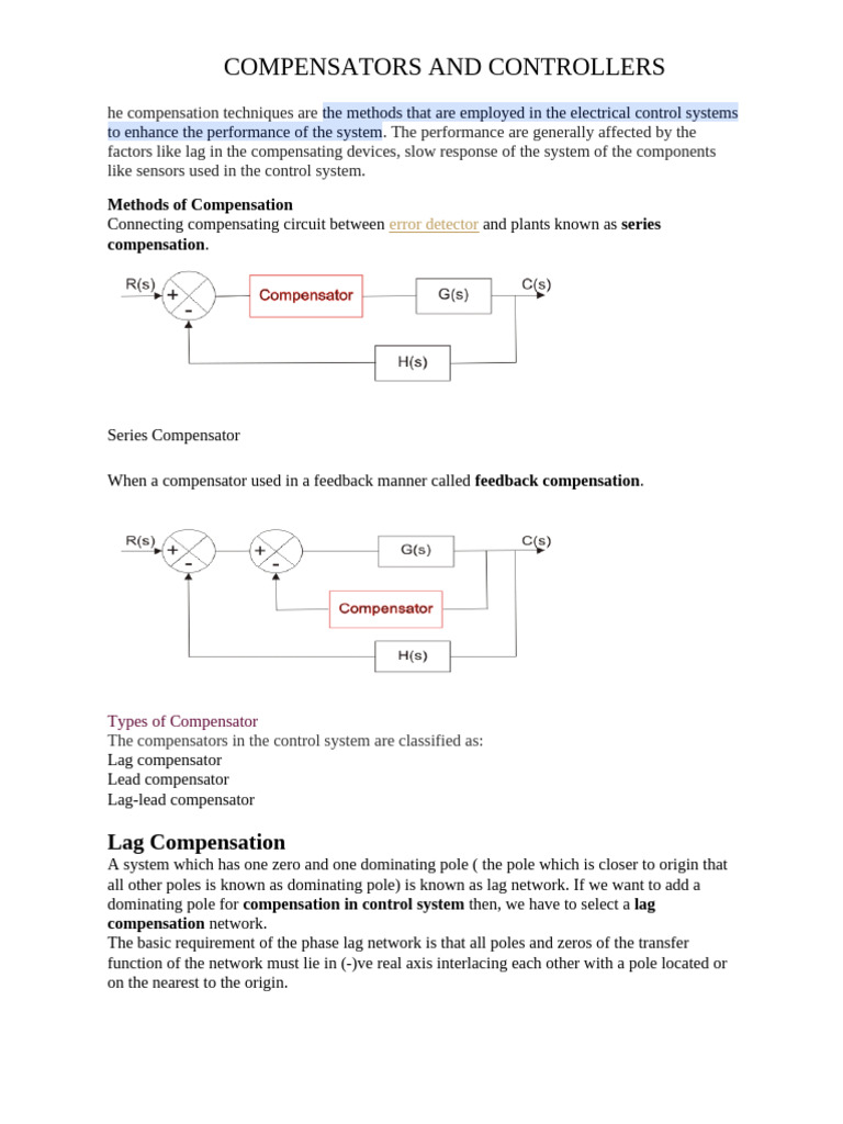 Compensators Controlers Pdf