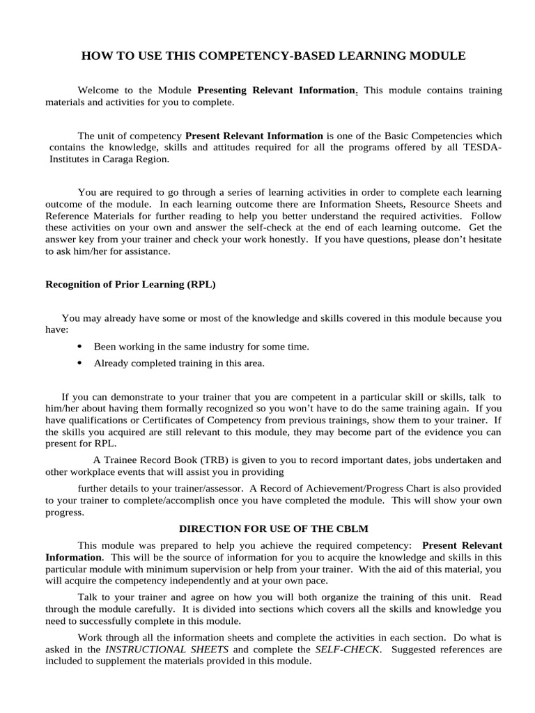 6.-CBLM-PRESENT-RELEVANT-INFORMATION | PDF