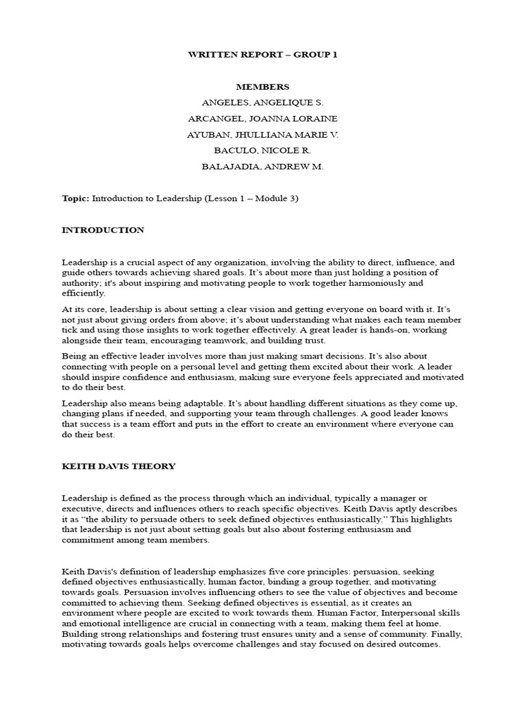 Written Report Group 1 | PDF