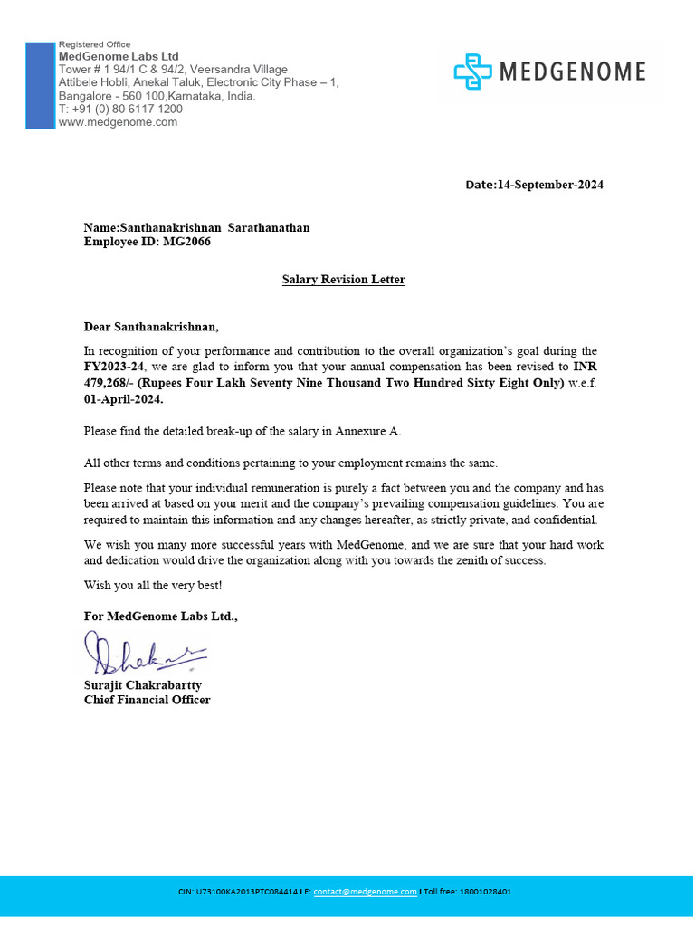 Salary Revision Letter | PDF