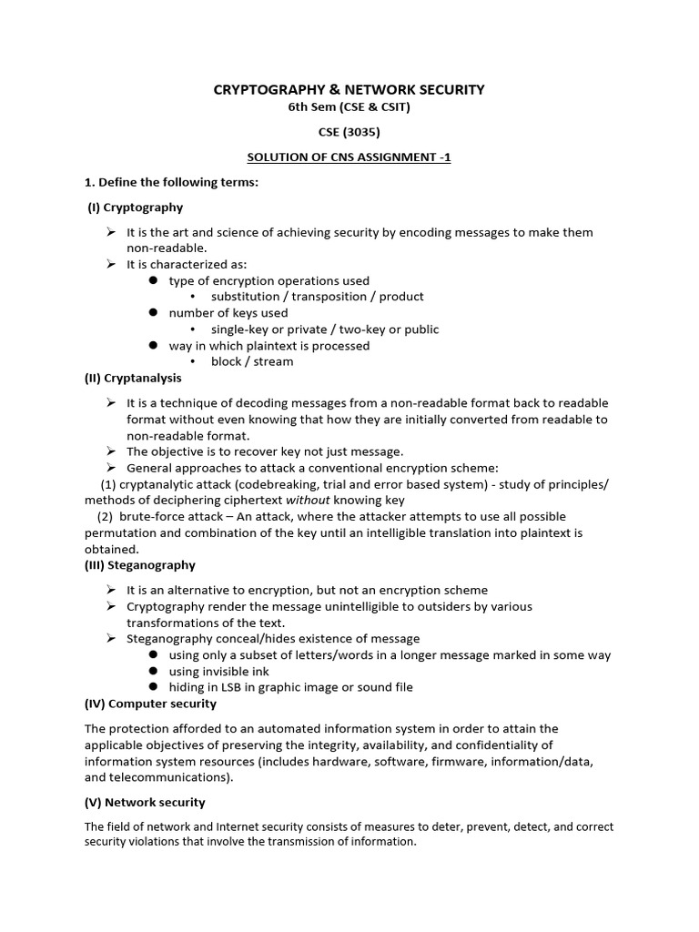 CNS Solution Assignment1 | PDF