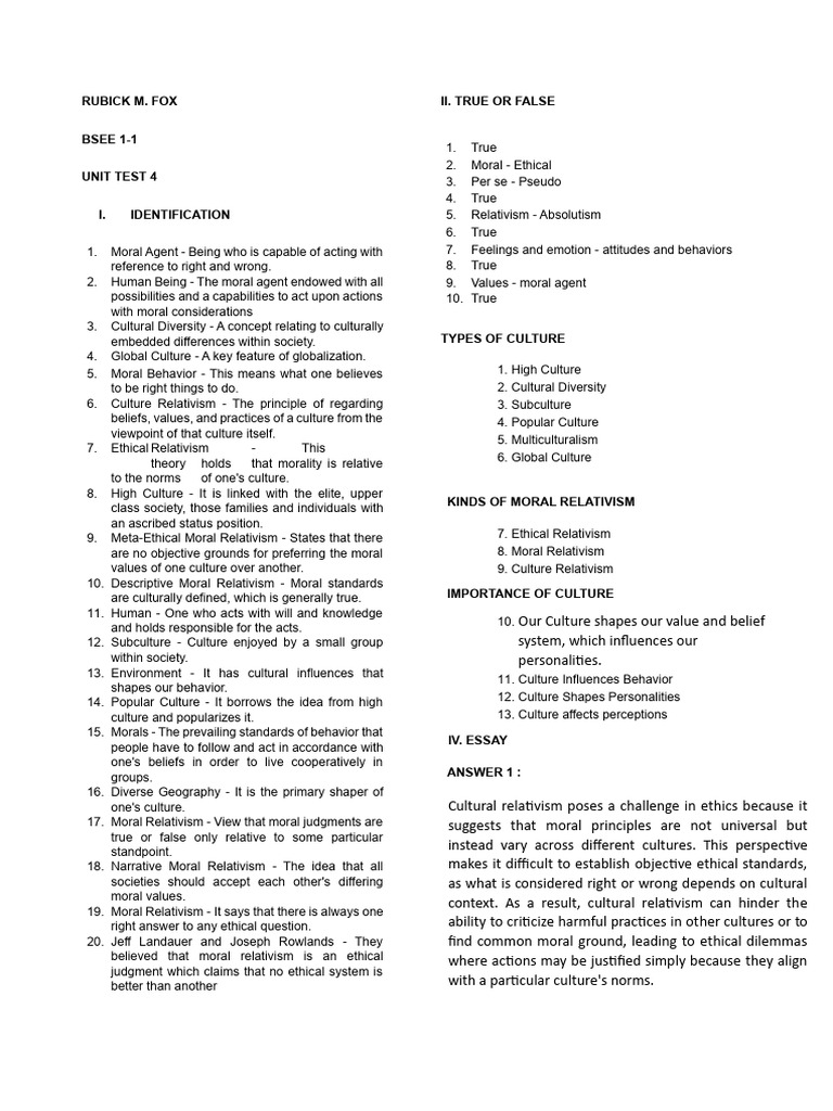 Fox Rubick M. - Unit Test 4 | PDF
