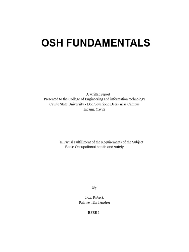 Osh Fundamentals Written Report | PDF