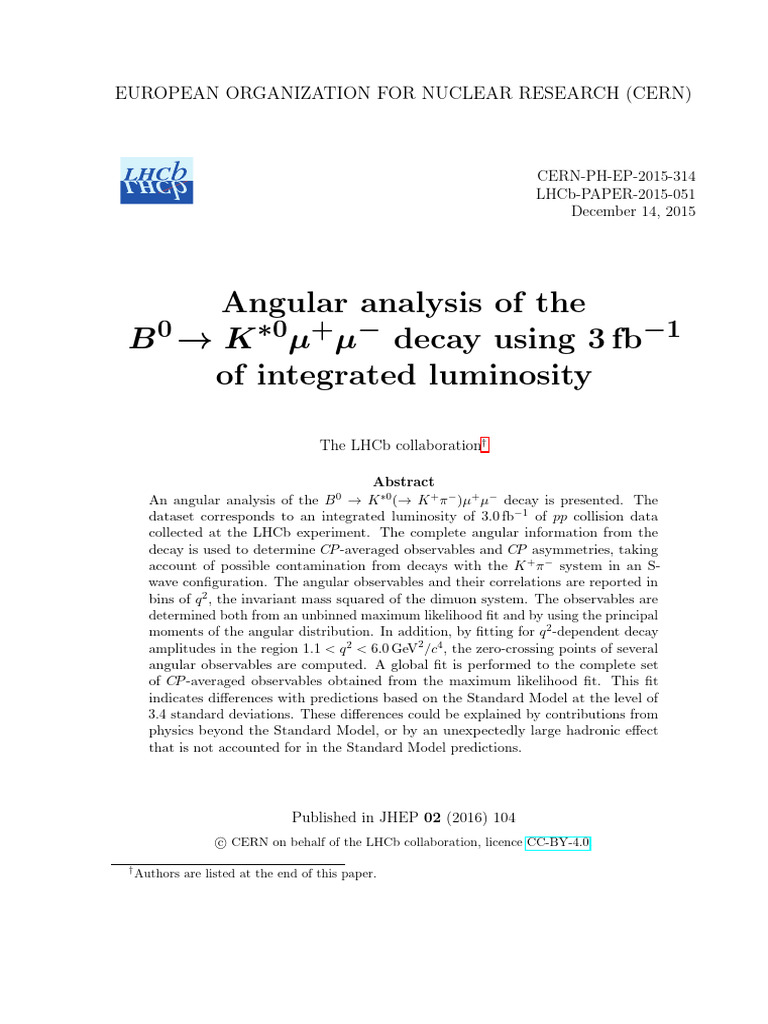 Angular Analysis LHC | PDF