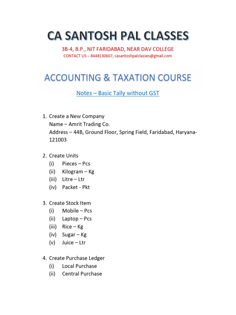 Practice Tally Without GST - 1st Class | PDF | Computer Hardware | Personal Computers