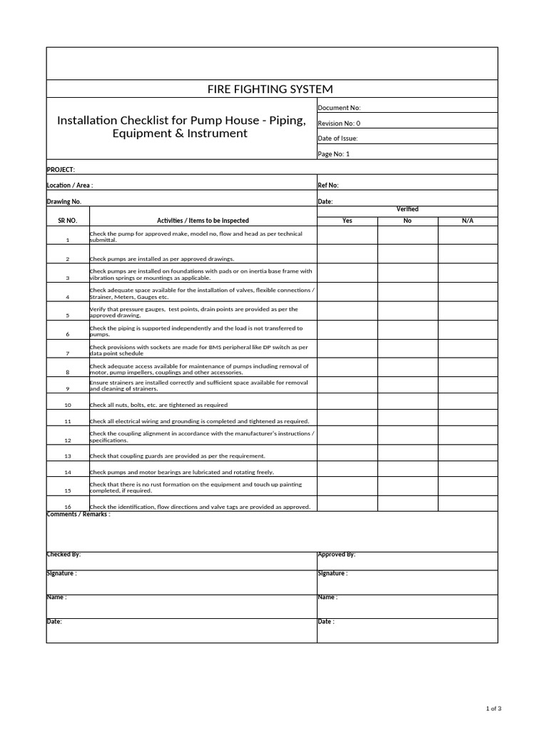 Fire Fighting Checklist | PDF