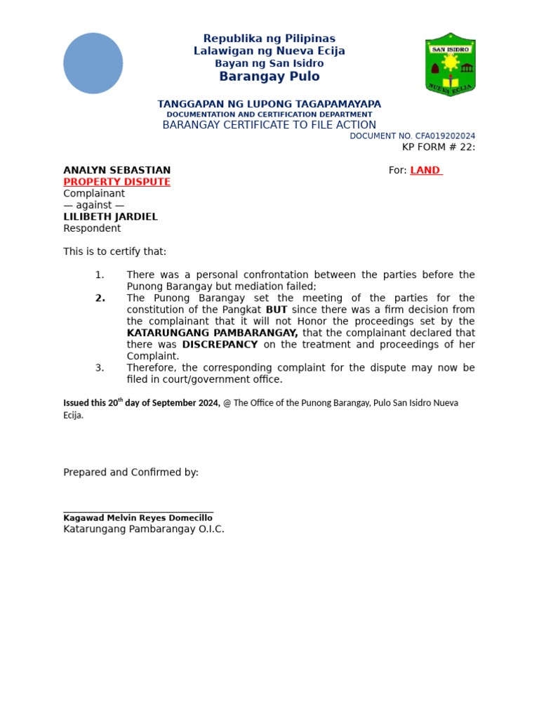 Certificate To File Action | PDF | Law